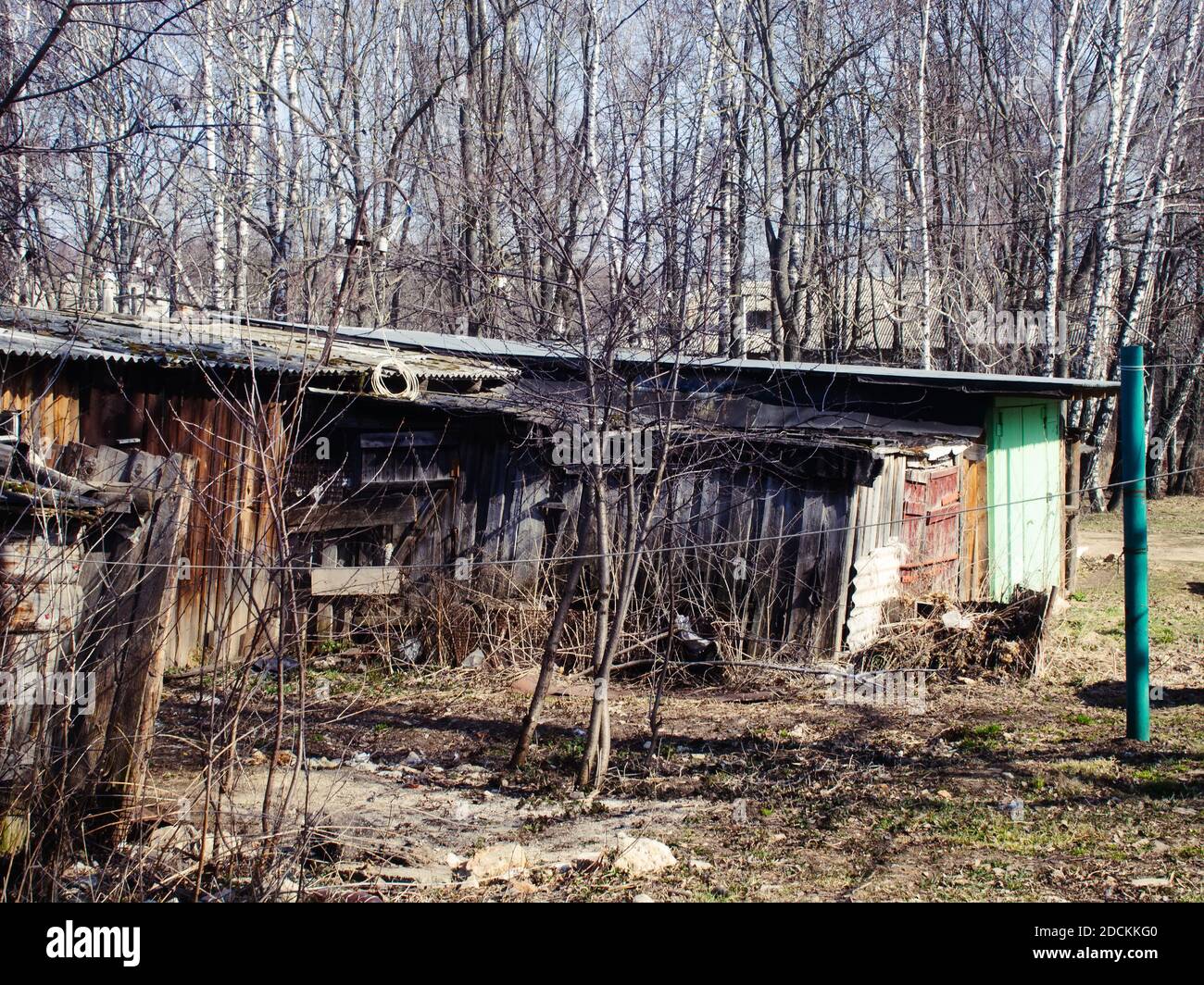 old spring sheds in the village, Russia Stock Photo - Alamy