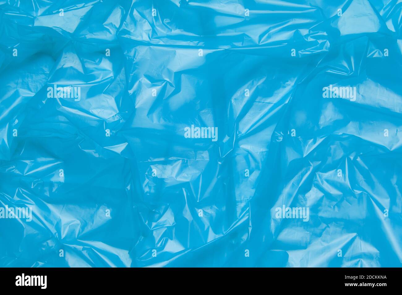 Close up Texture of a Blue Plastic garbage Bag. Polyethylene Film Stock ...