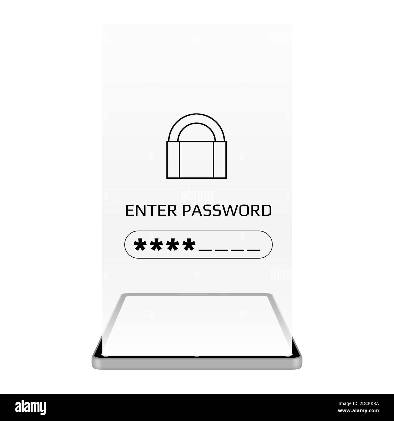 Enter password concept with mobile phone isolated on white. Password ...