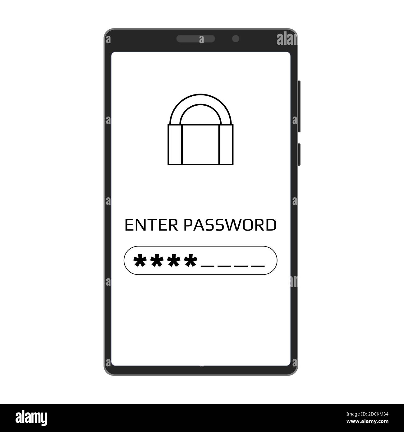 Enter password concept in mobile phone screen isolated on white ... Enter password concept in mobile phone screen isolated on white ...