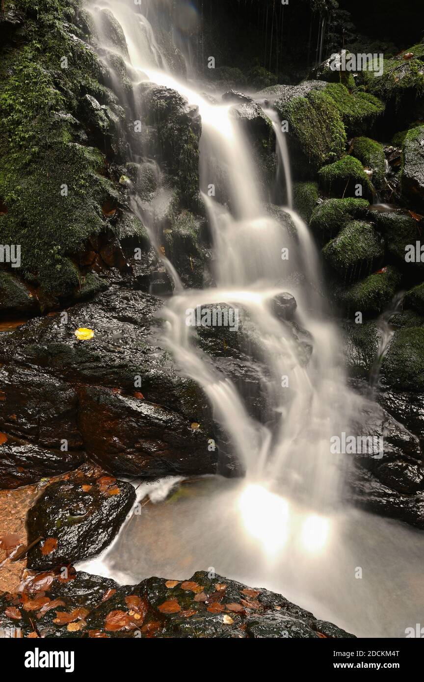 Nature - beautiful small waterfall on the creek. Natural colorful ...