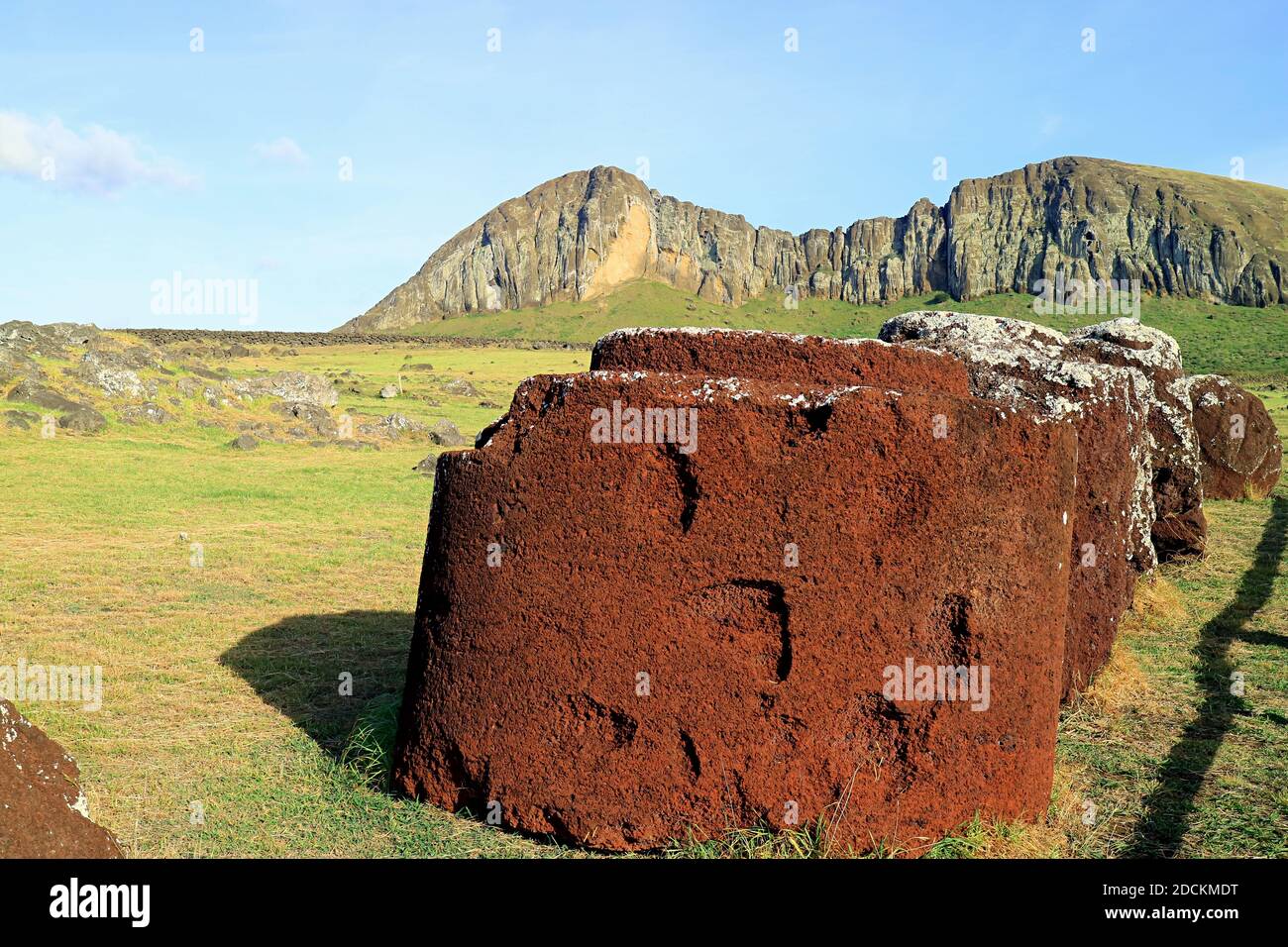 Remains of the Topknots or Hats of Moai Statues Made from Red Scoria ...