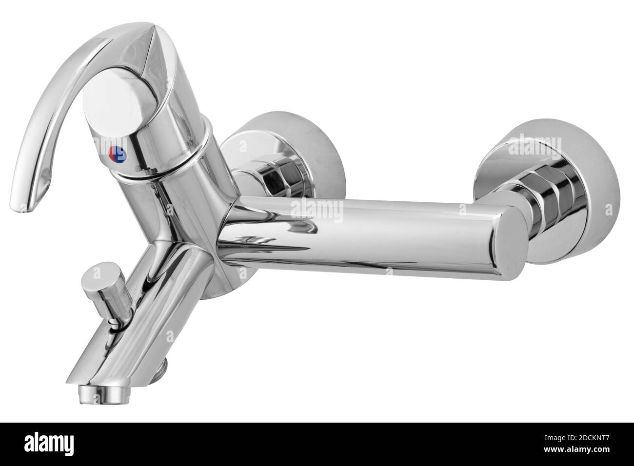 Glossy metallic faucet on white background Stock Photo - Alamy