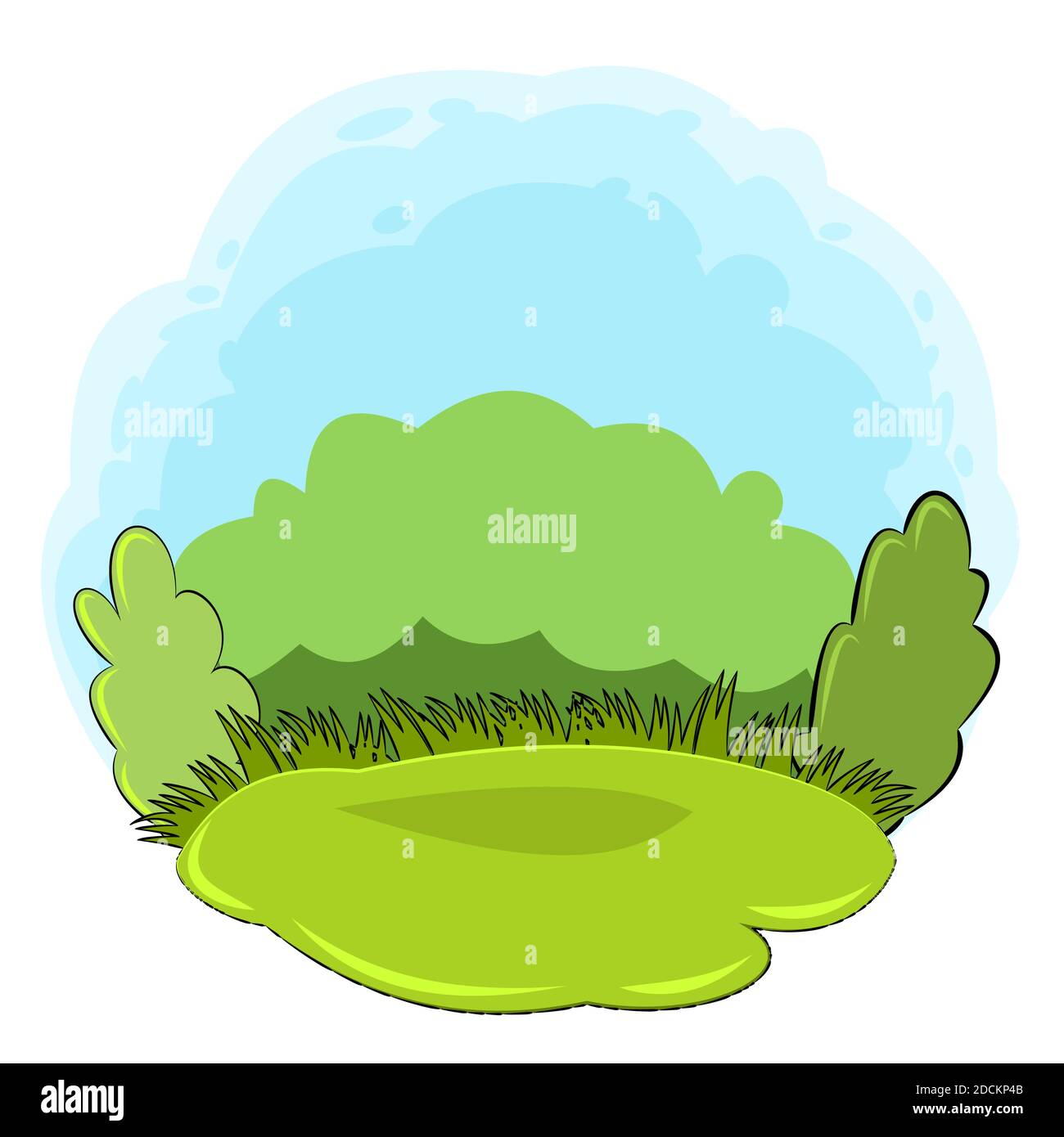 Landscape background. Cartoon flat style. In the form of soft rounded ...