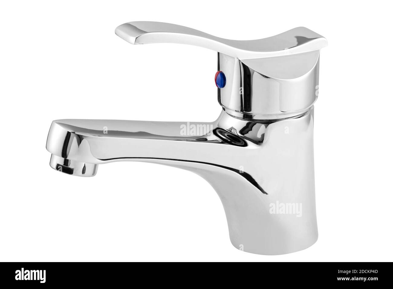 Glossy metallic faucet on white background Stock Photo - Alamy