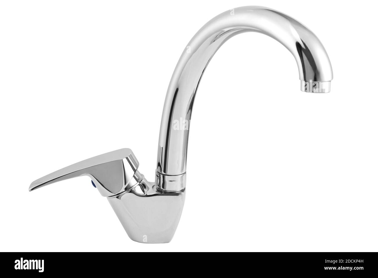 Glossy metallic faucet on white background Stock Photo - Alamy