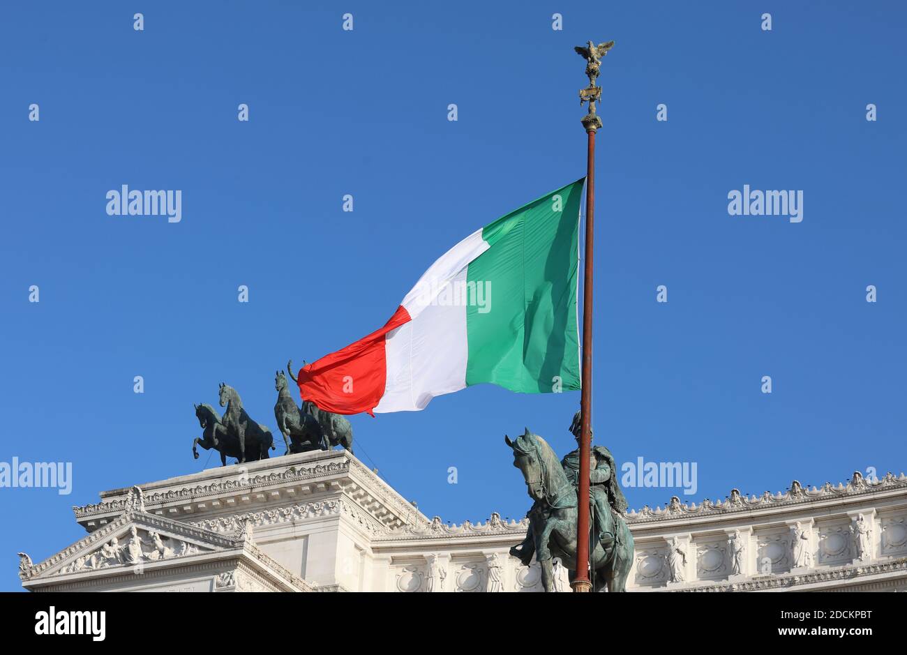 Large Italian flag flying Majestic on the National Monument called ...
