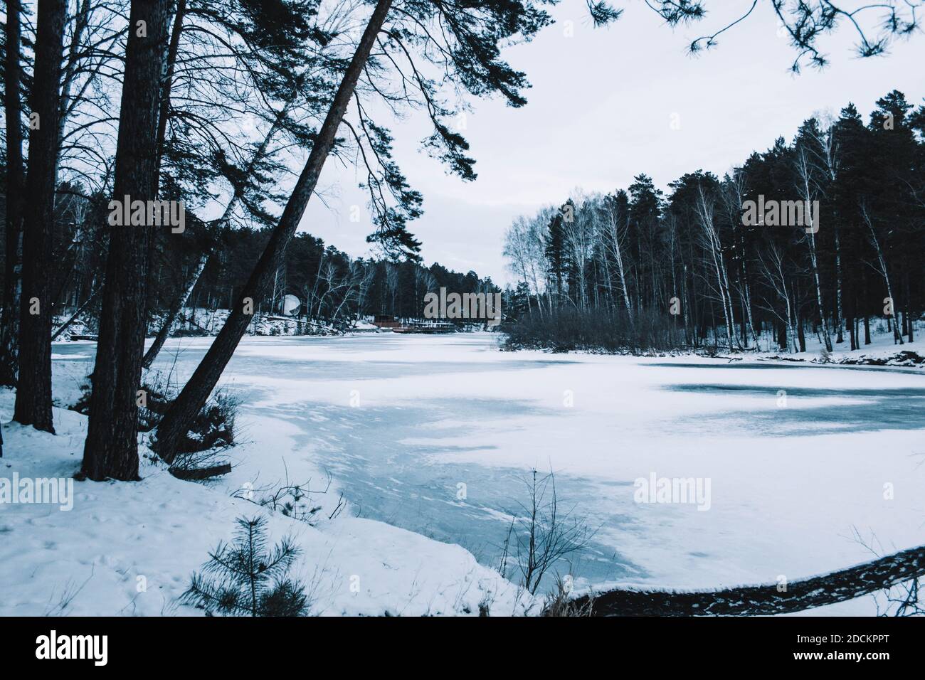 ice on a lake in winter in Siberia Stock Photo - Alamy