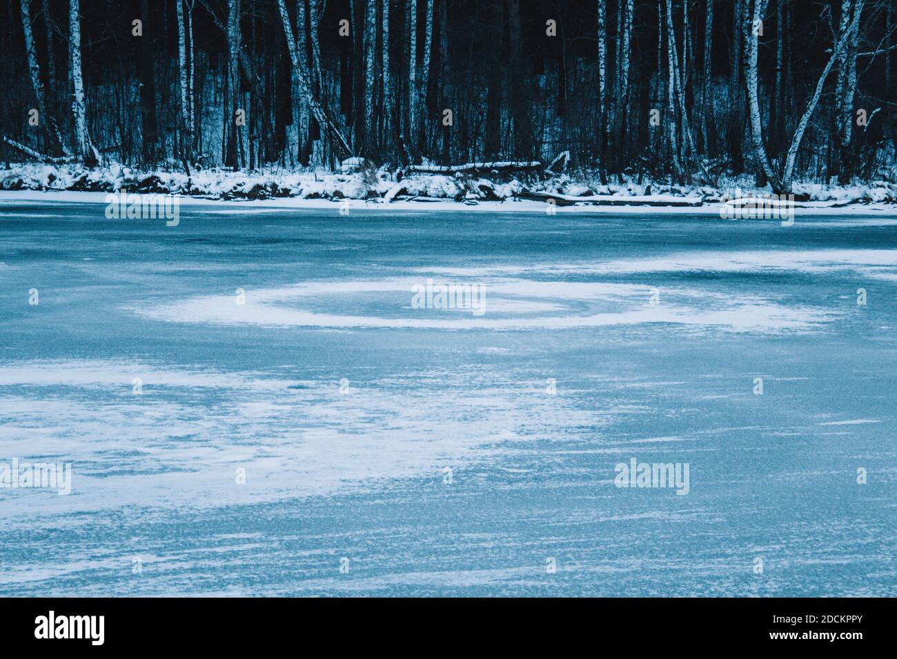 Frozen reservoir winter in Siberian ice water Stock Photo - Alamy