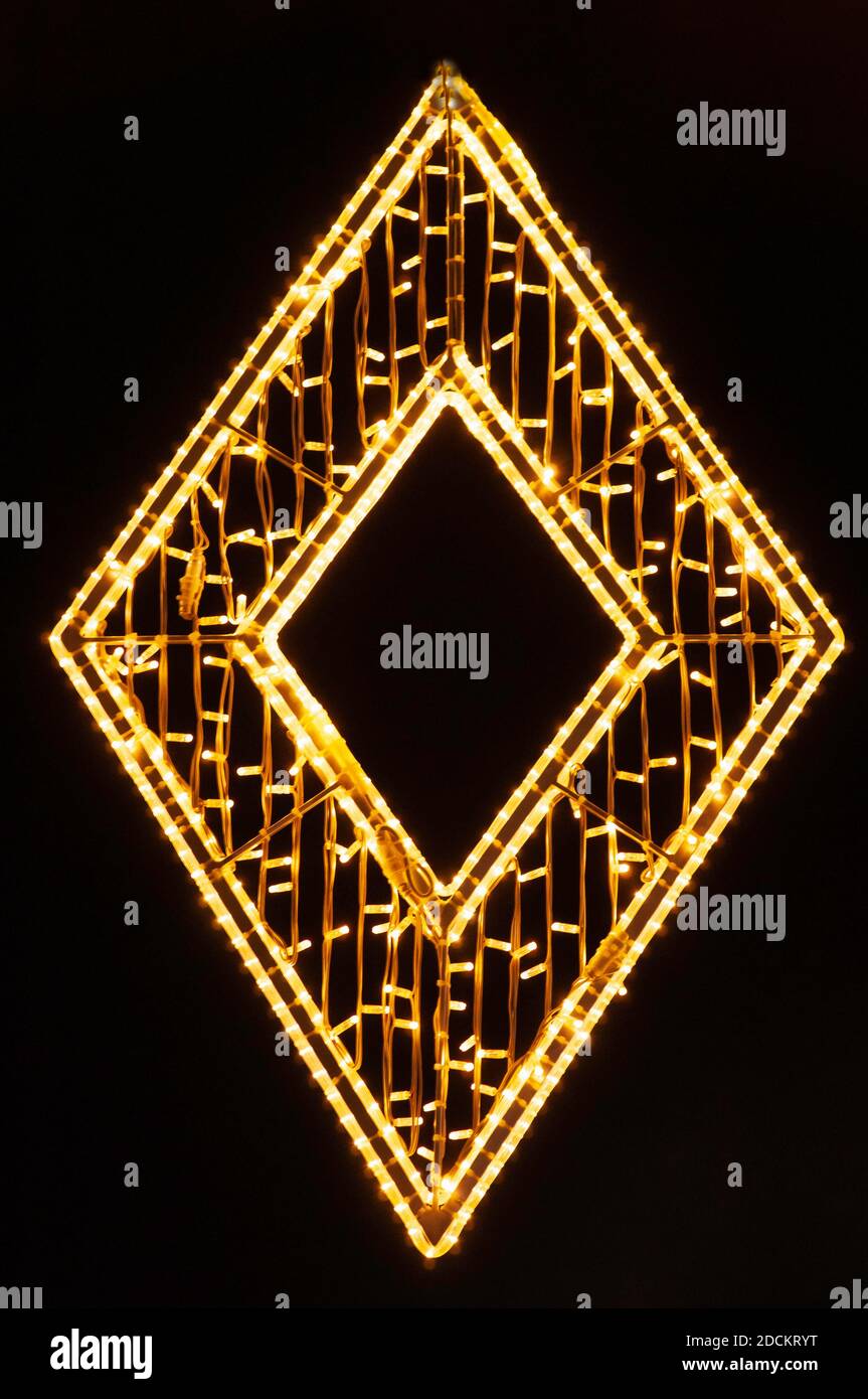 Christmas lights in a diamond shape on dark background Stock Photo - Alamy