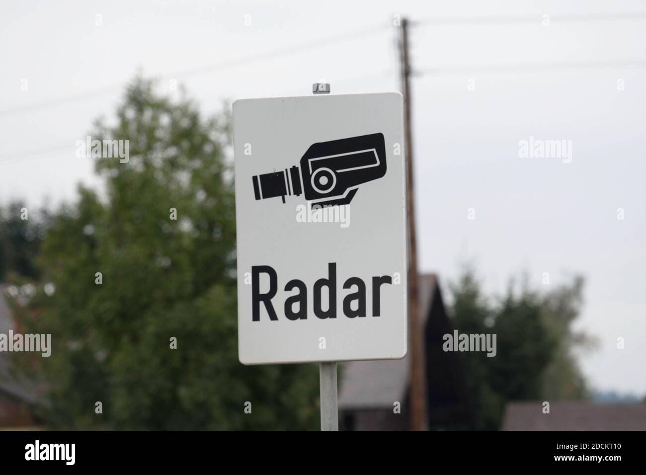 speed limit observation with radar traffic sign on the motorway Stock ...