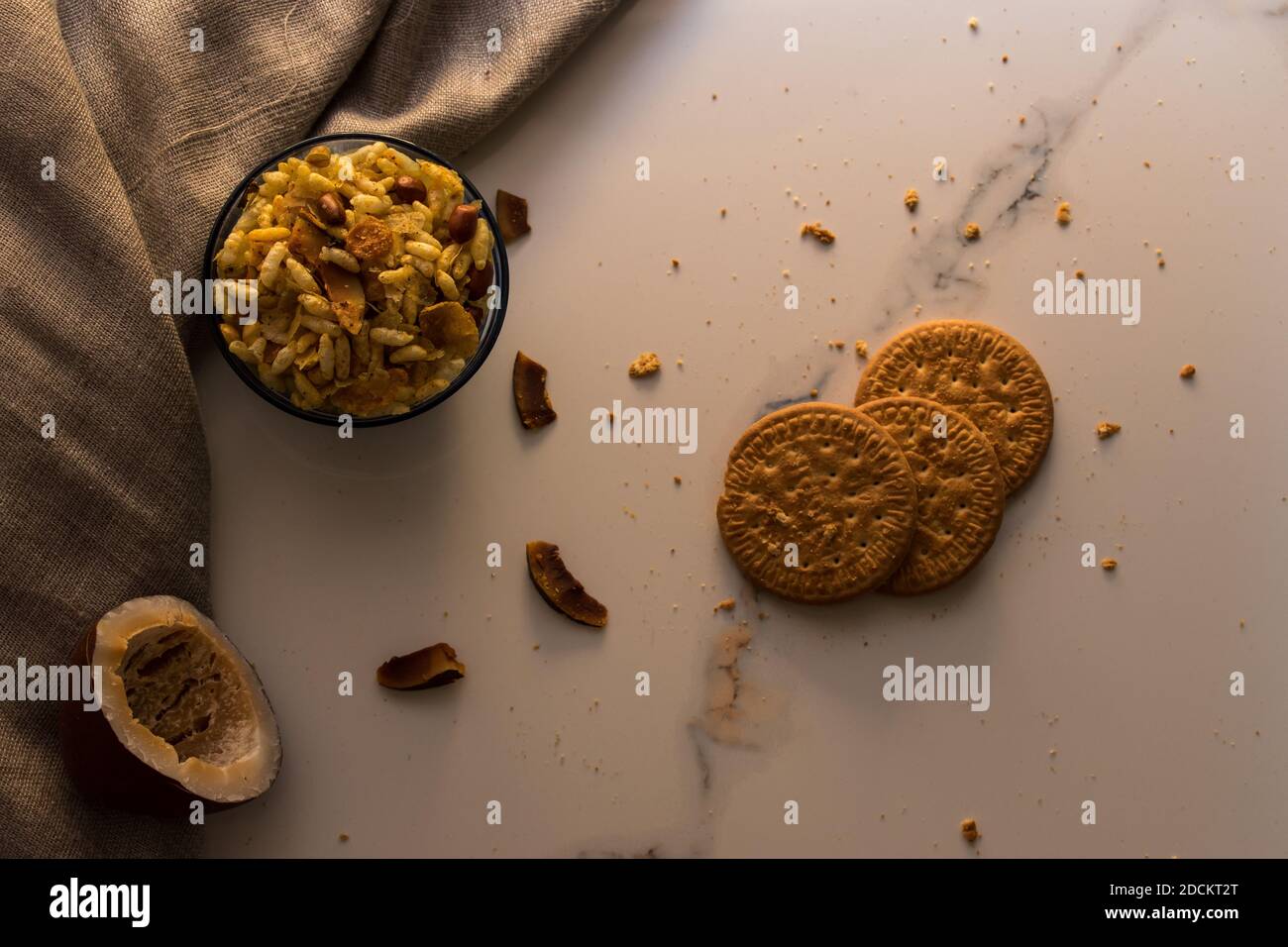 A top view of delicious Indian snack with round cookies Stock Photo - Alamy