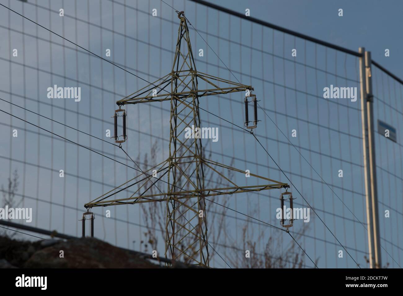 energy supply with a 380 kv power line and power pole Stock Photo - Alamy