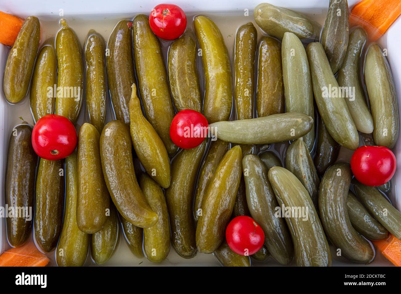 Turkish cuisine appetizers; pickled cucumbers Ready to be served in the ...