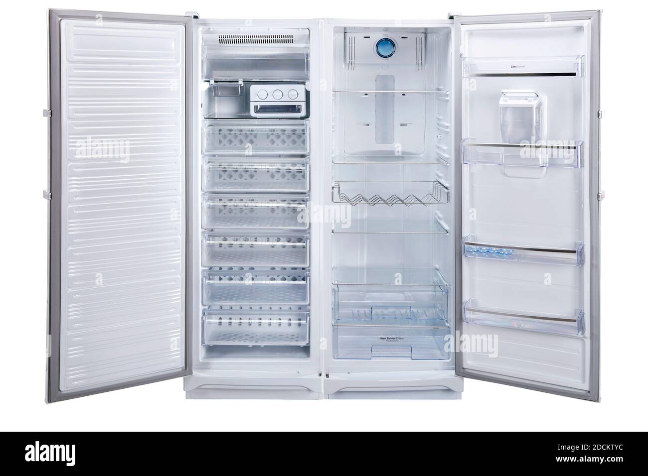 Front View of gray Side by Side Double Door Refrigerator .open door ...