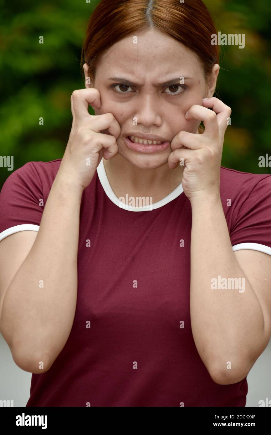 A Stressed Young Female Adult Stock Photo - Alamy