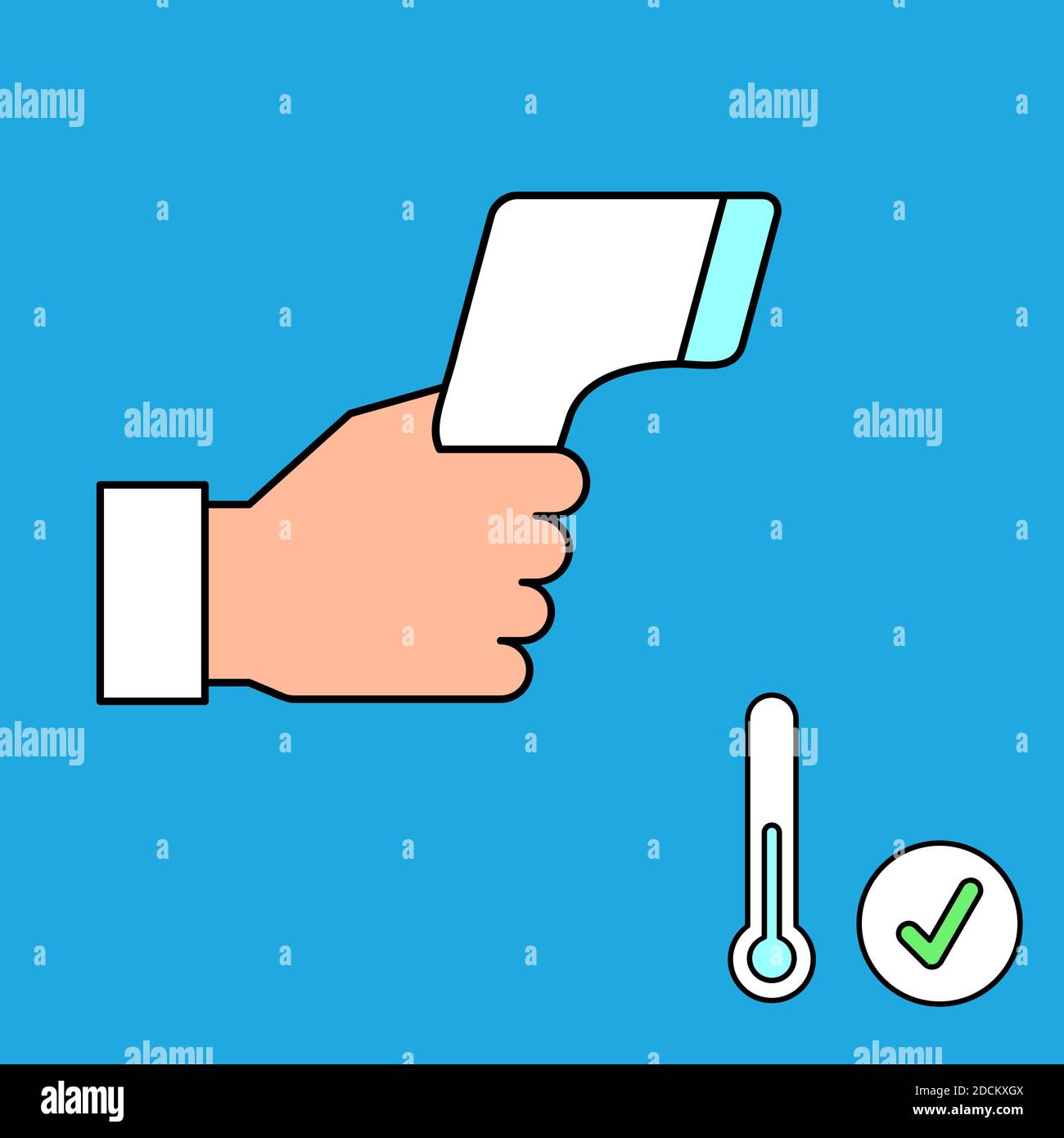 Hand holding digital contactless thermometer. Body temperature check ...