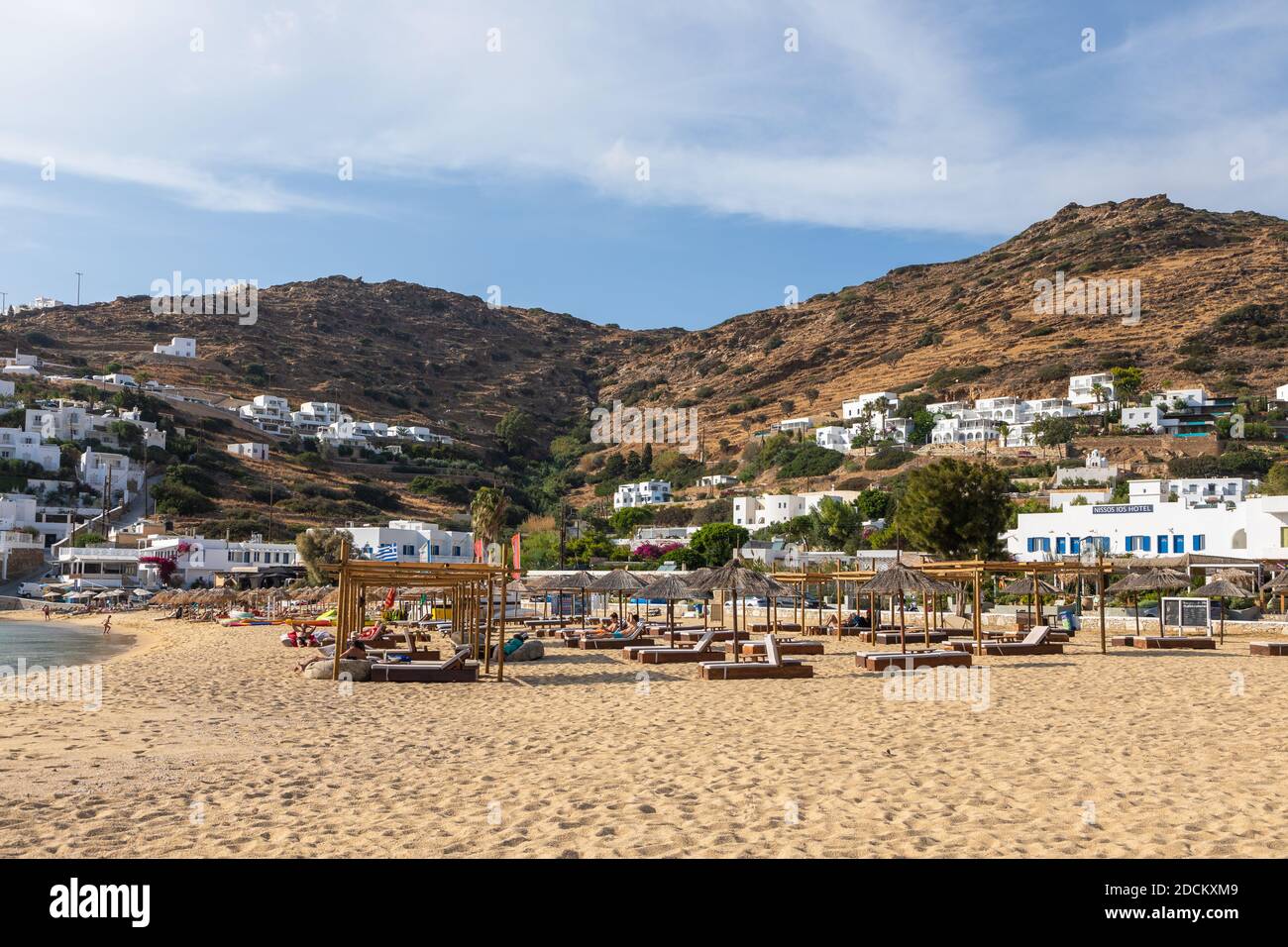 Mylopotas Beach, Ios Island, Greece- 20 September 2020: One of the most ...