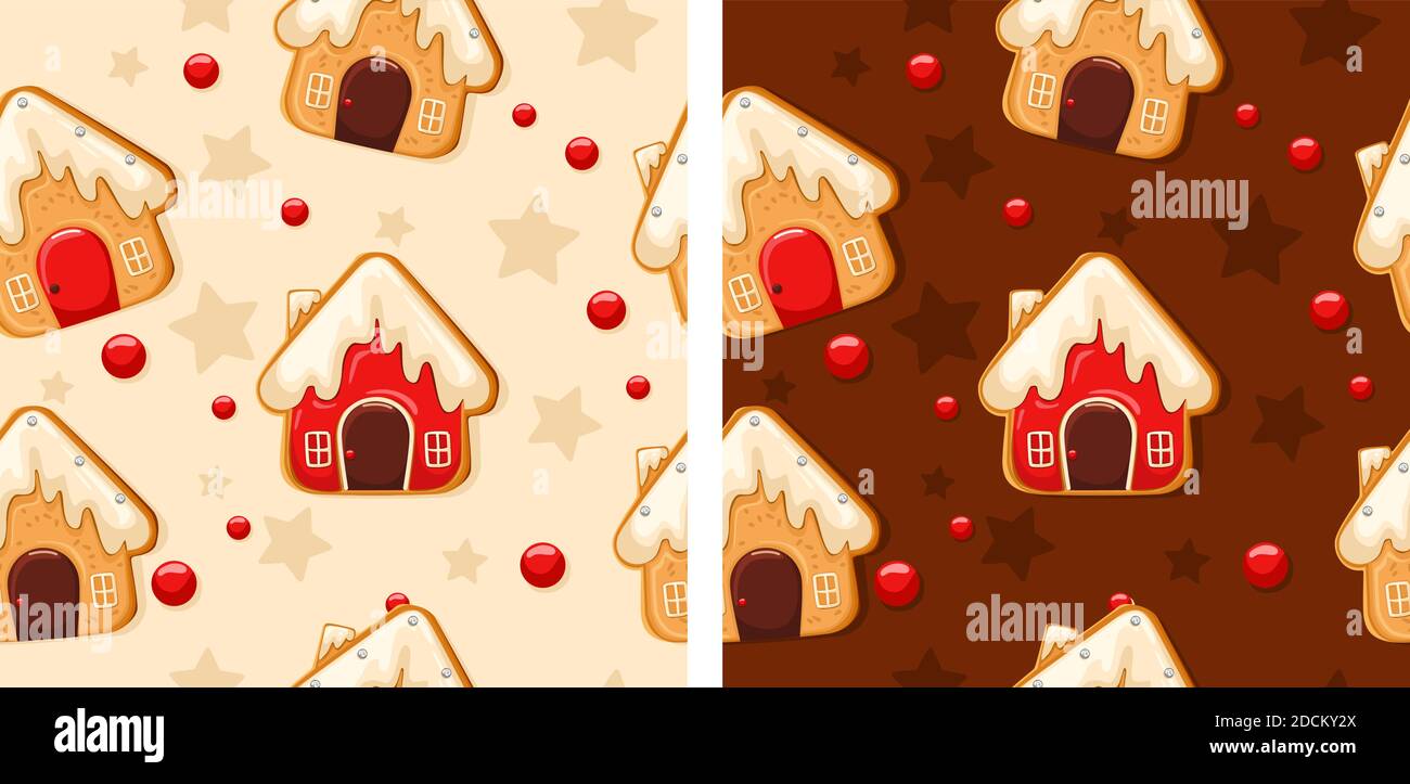 Gingerbread Pattern. Snowy background. gingerbread set Stock Vector ...