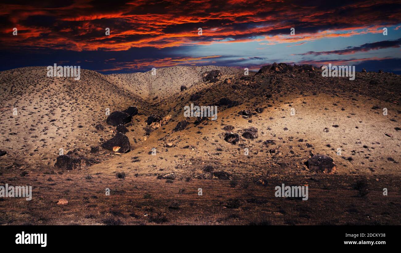 Scattered stones on a mountainside, effects of an earthquake Stock ...
