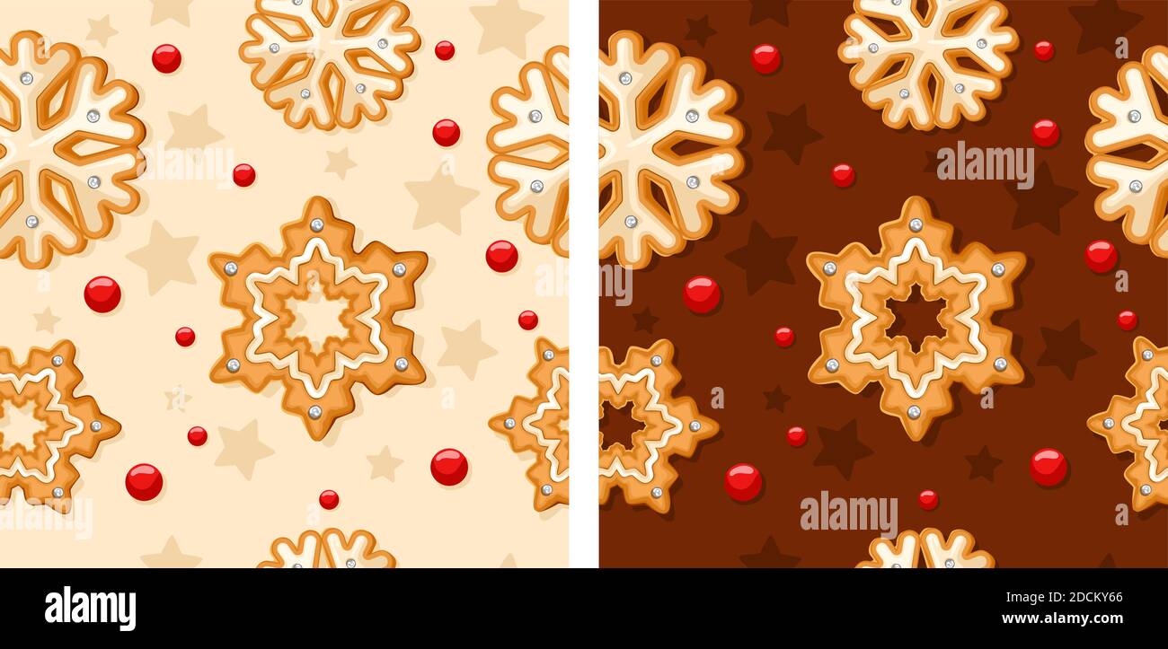 Gingerbread Pattern. Snowy background. gingerbread set Stock Vector ...