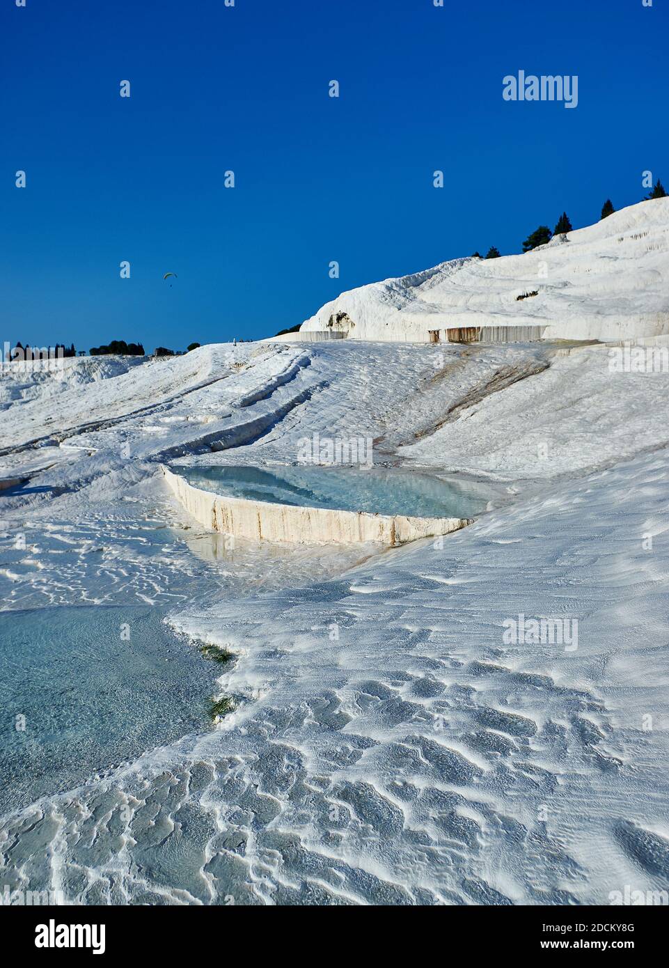 Natural travertine pools nd terraces in Pamukkale. Pamukkale, Turkey ...