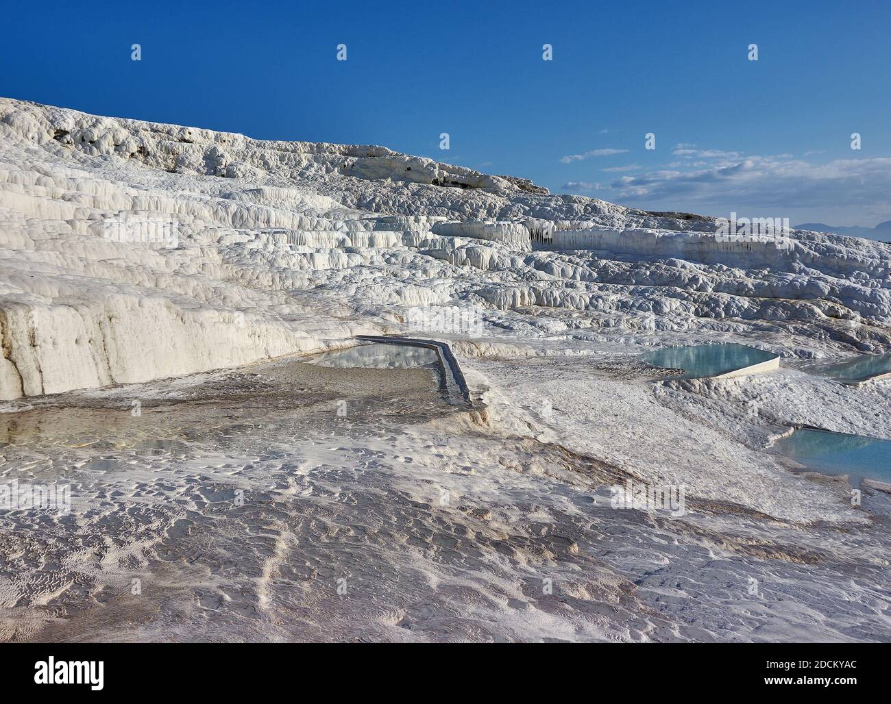 Natural travertine pools nd terraces in Pamukkale. Pamukkale, Turkey ...