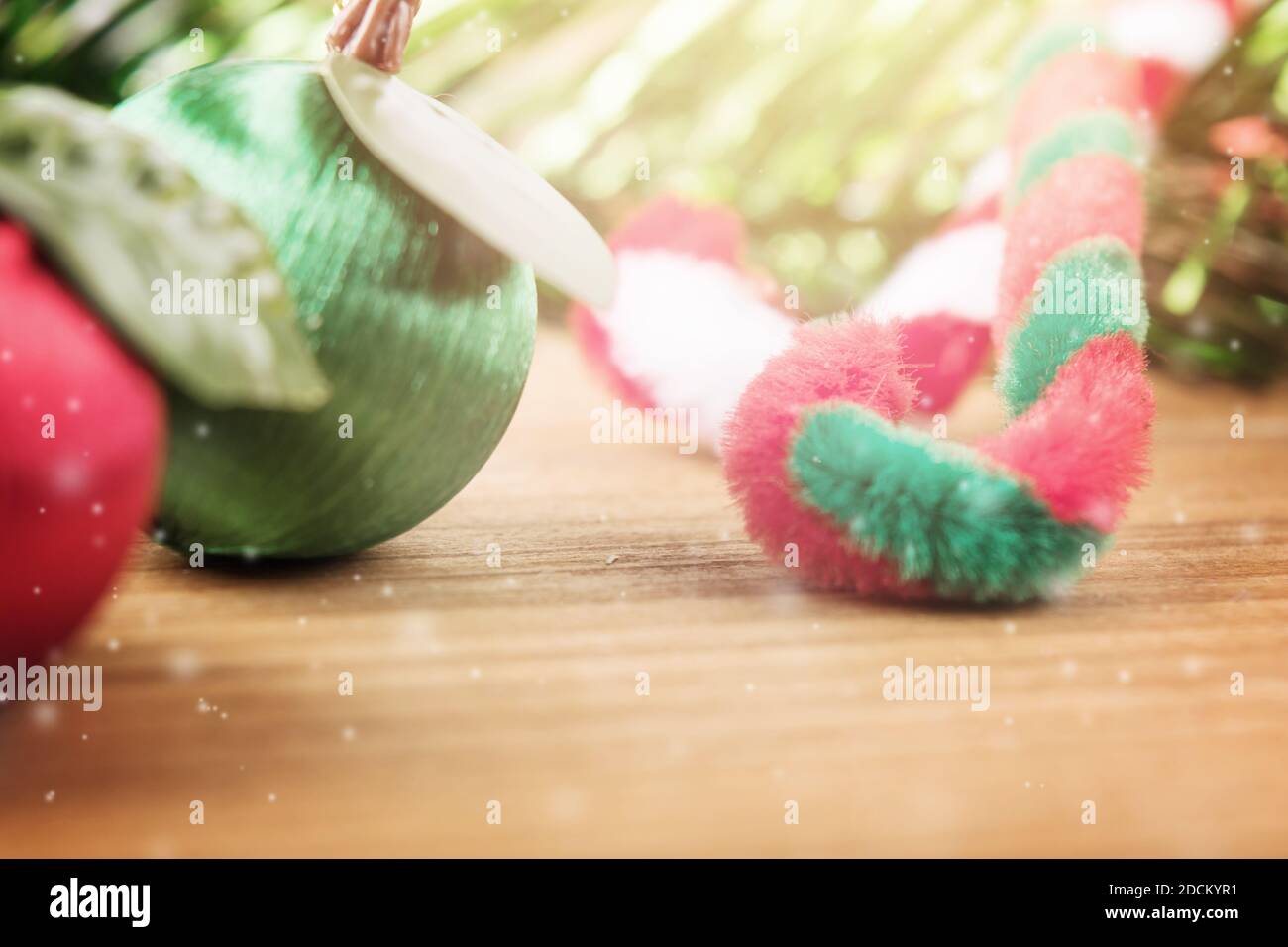 Christmas border design on the wooden background Stock Photo - Alamy