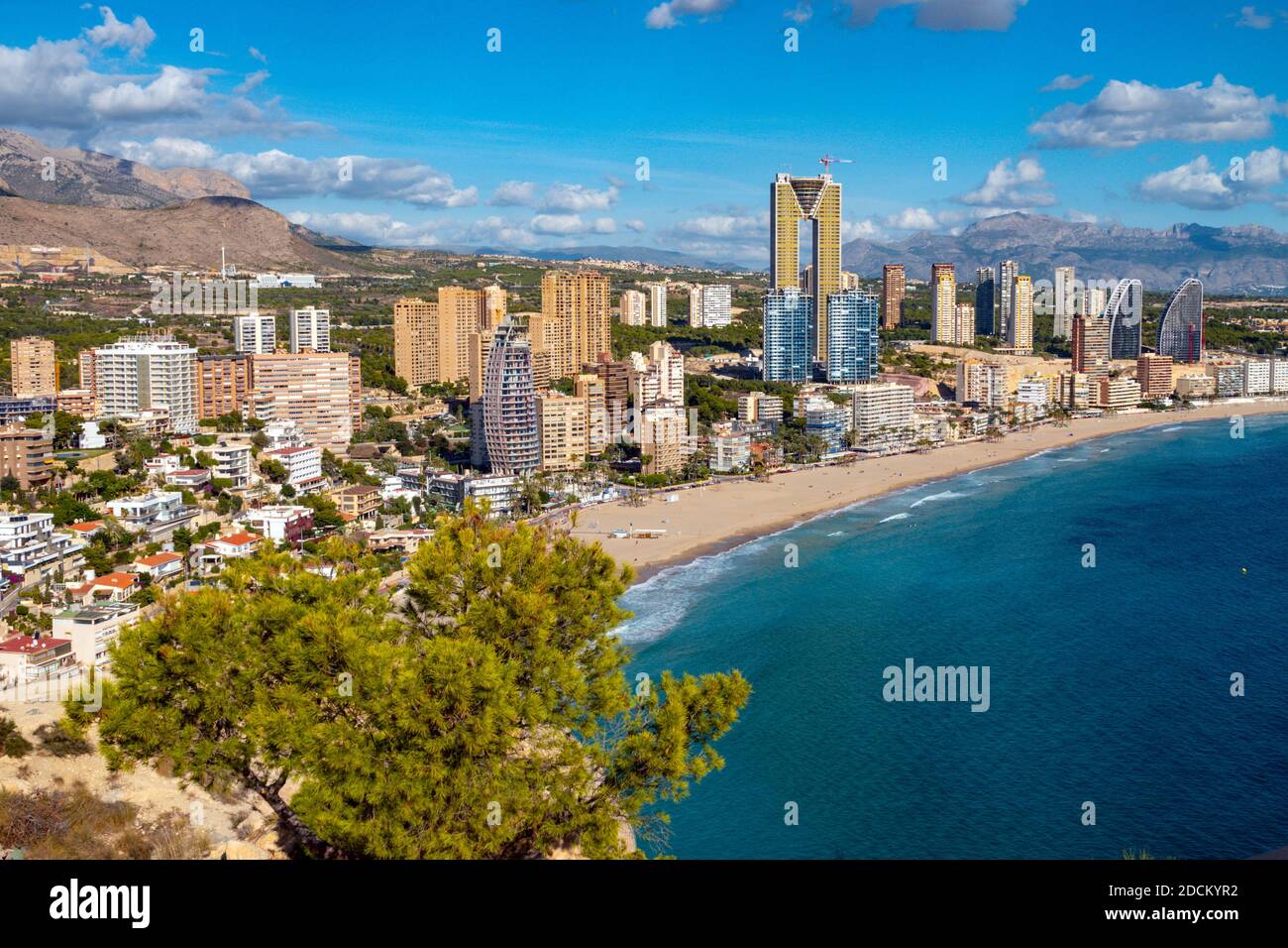 The popular holiday destination and winter sun venue of Benidorm, Costa ...