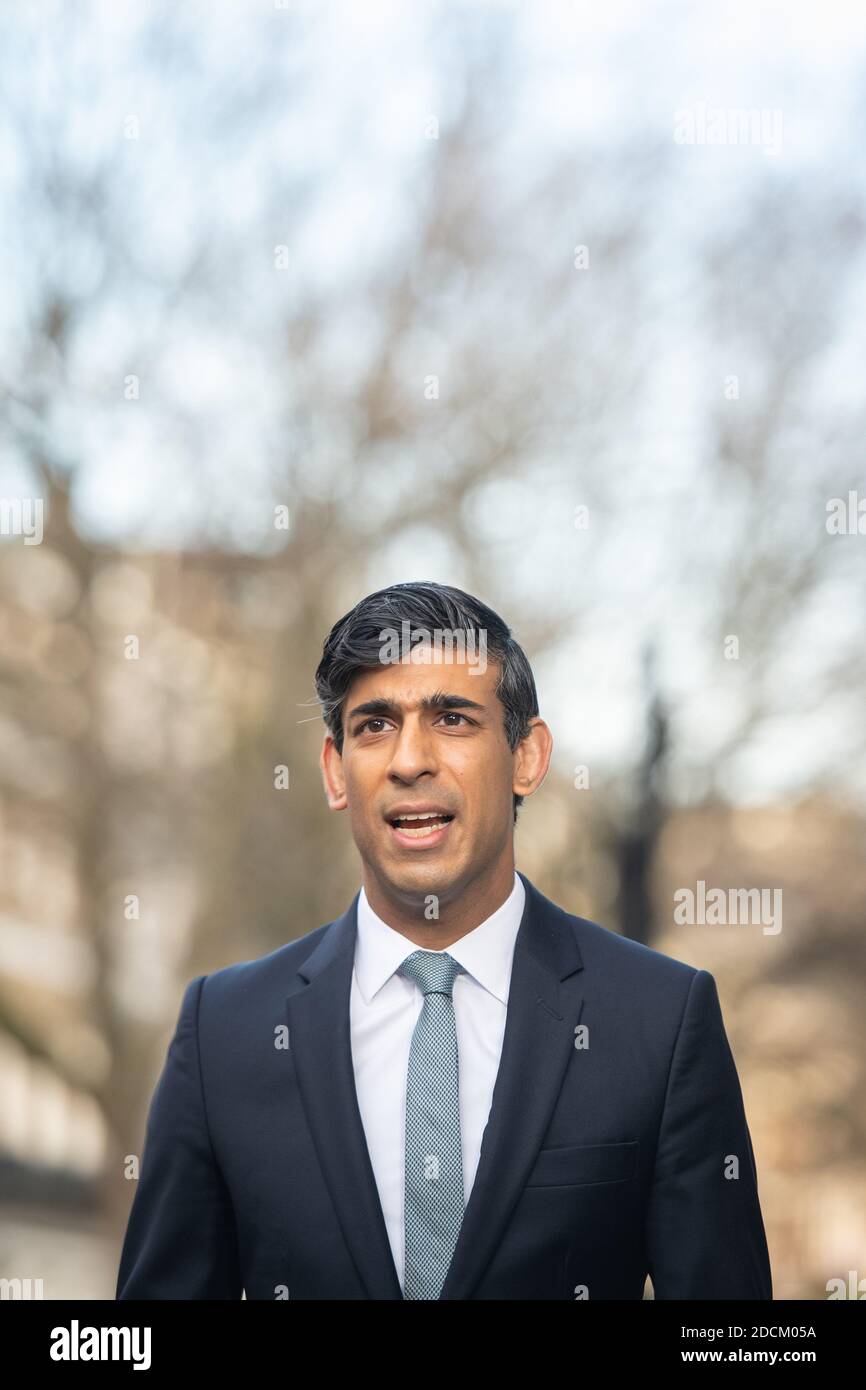 Chancellor of the Exchequer Rishi Sunak is interviewed via videolink ...