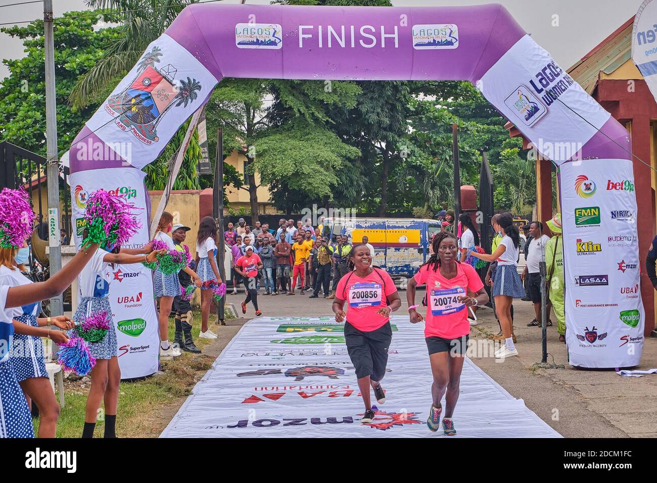 Lagos, Nigeria, 21st November 2020. Runners at the finish line during ...