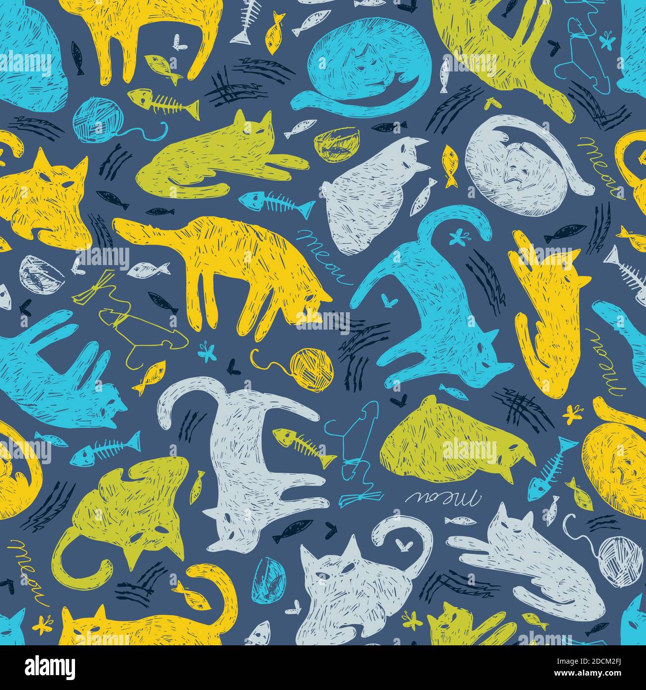 Cat print art colourful Stock Vector Images - Alamy