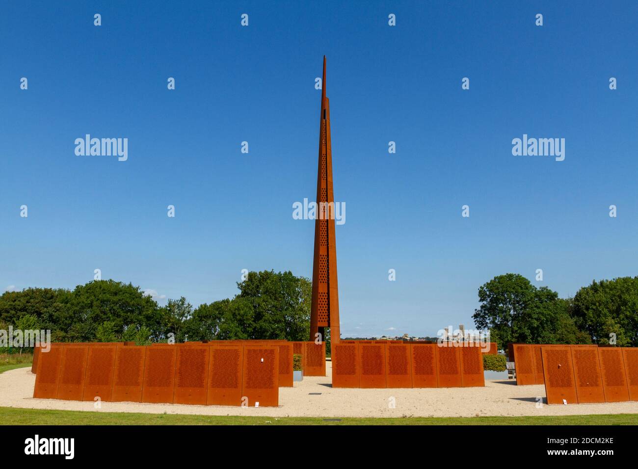 The Spire memorial with Lincoln Cathedral in the distance ...