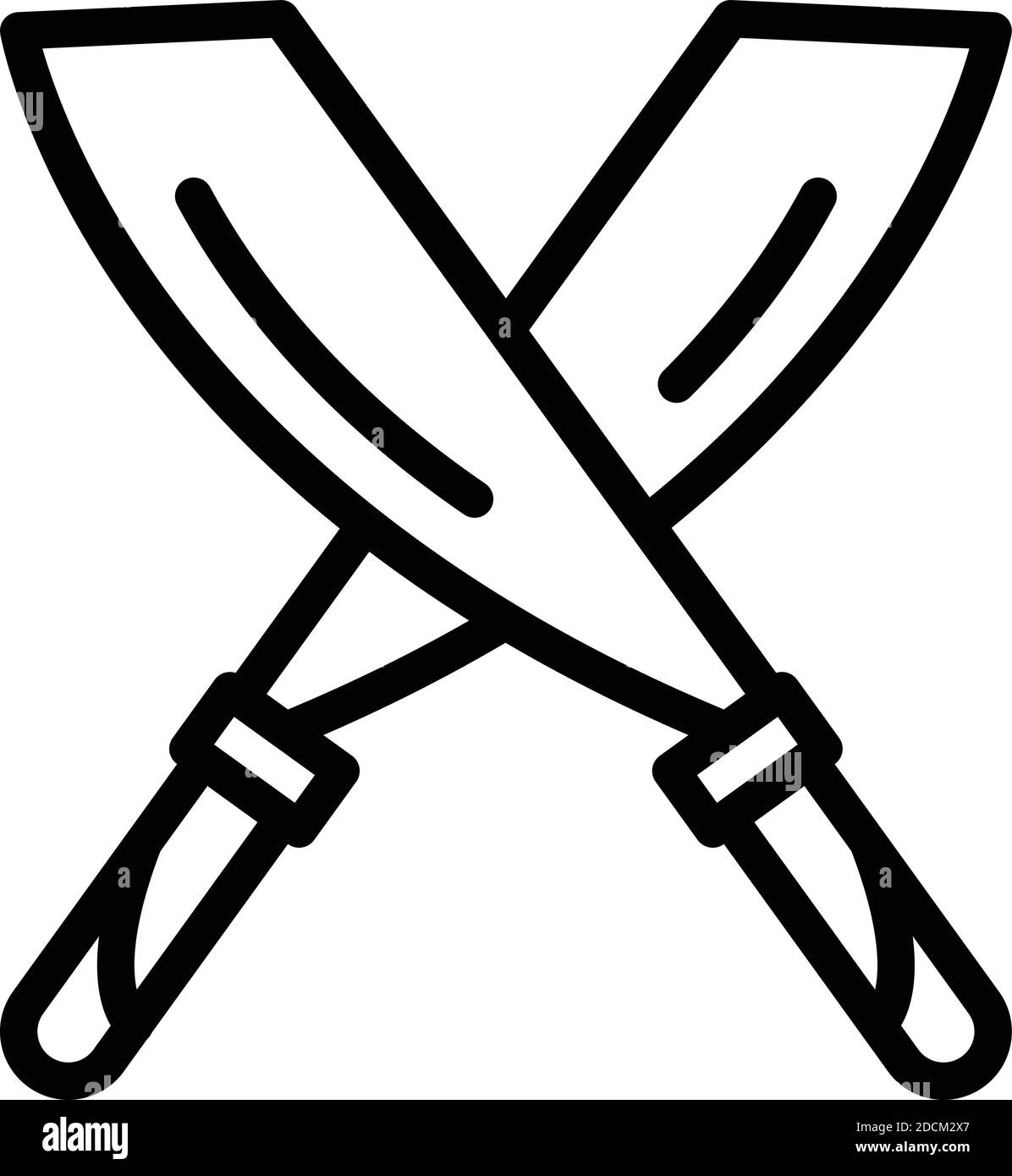 Two turkish sword icon. Outline two turkish sword vector icon for web ...