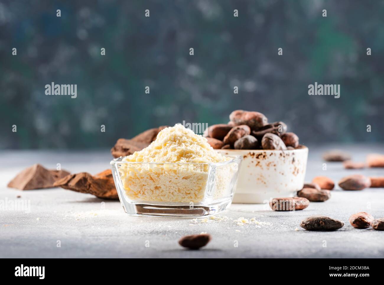 Organic cocoa butter, cocoa beans, grated cocoa lump, dark chocolate on ...