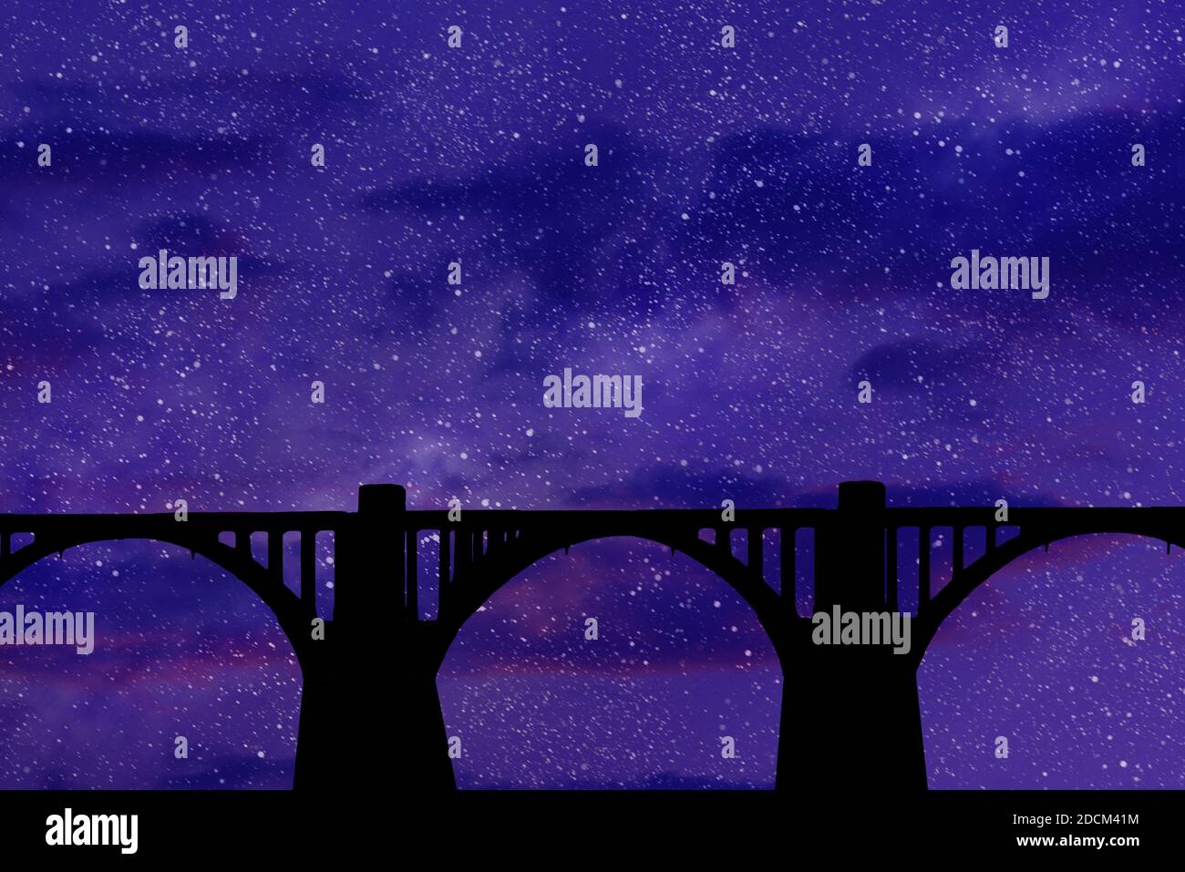 Old railroad bridge at night Stock Photo - Alamy