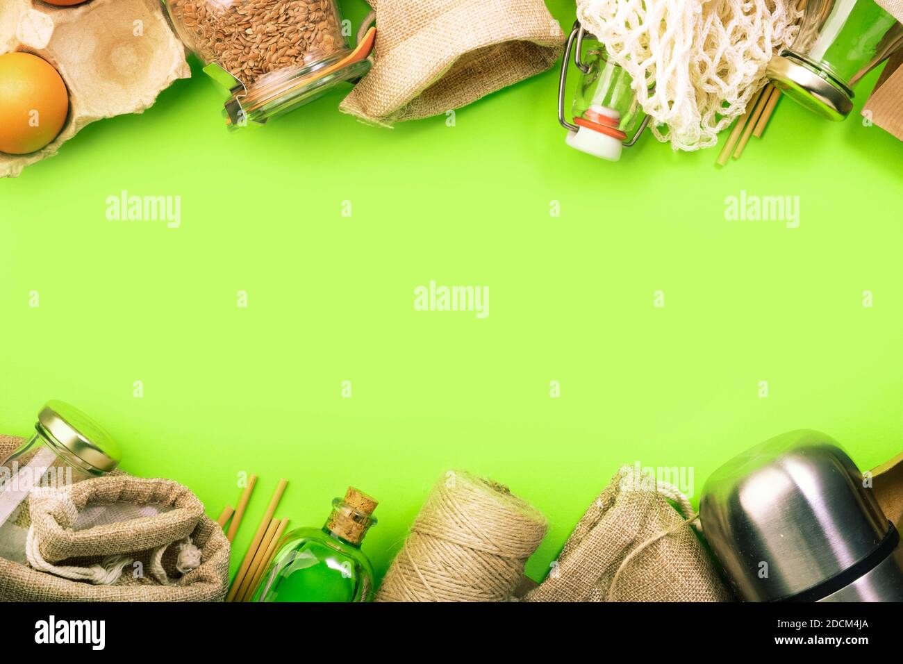 Zero waste, plastic free and sustainable lifestyle concept. Recyclable ...