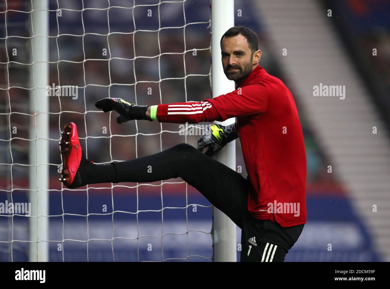 Aberdeen goalkeeper Joe Lewis warms up before the Scottish Premiership ...
