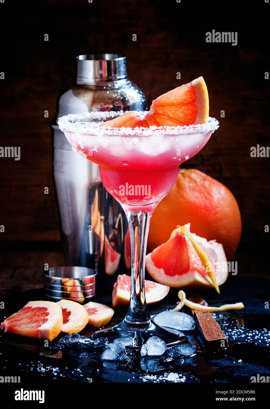 Alcoholic cocktail Greyhound, with vodka, liqueur, grapefruit juice and ...