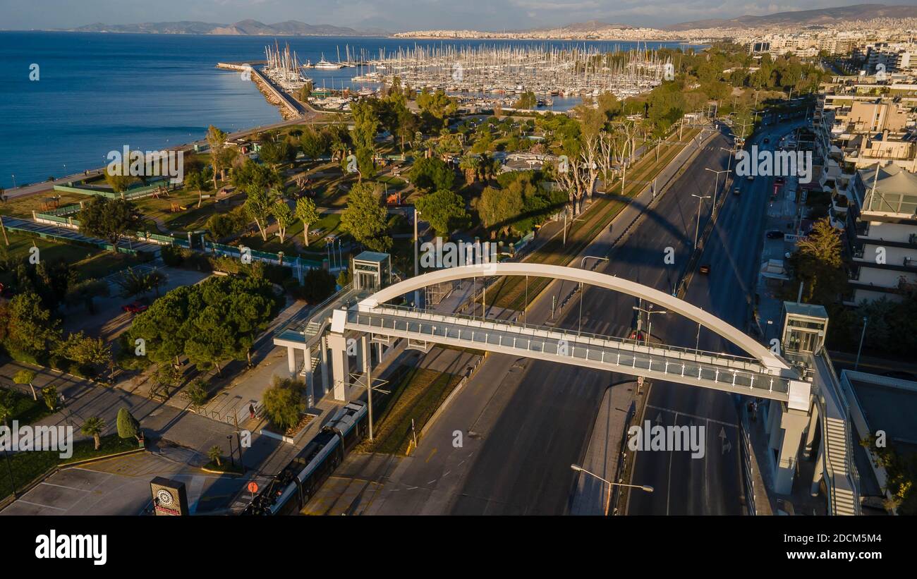 Pedestrian bridge at Alimos,south coast of Athens,Greece Stock Photo ...