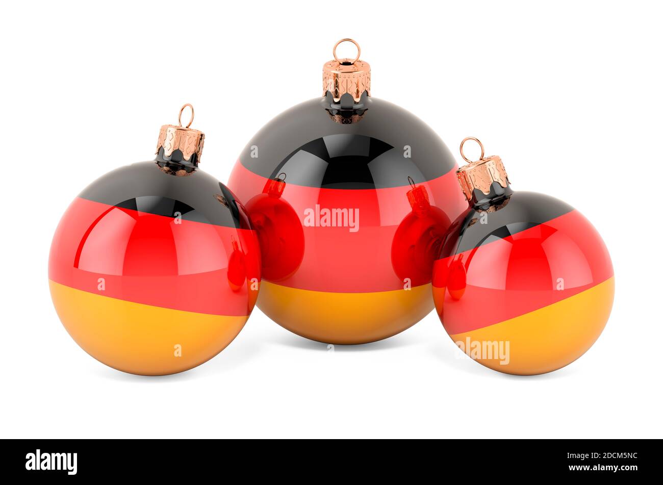 Christmas baubles with German flag, 3D rendering isolated on white ...