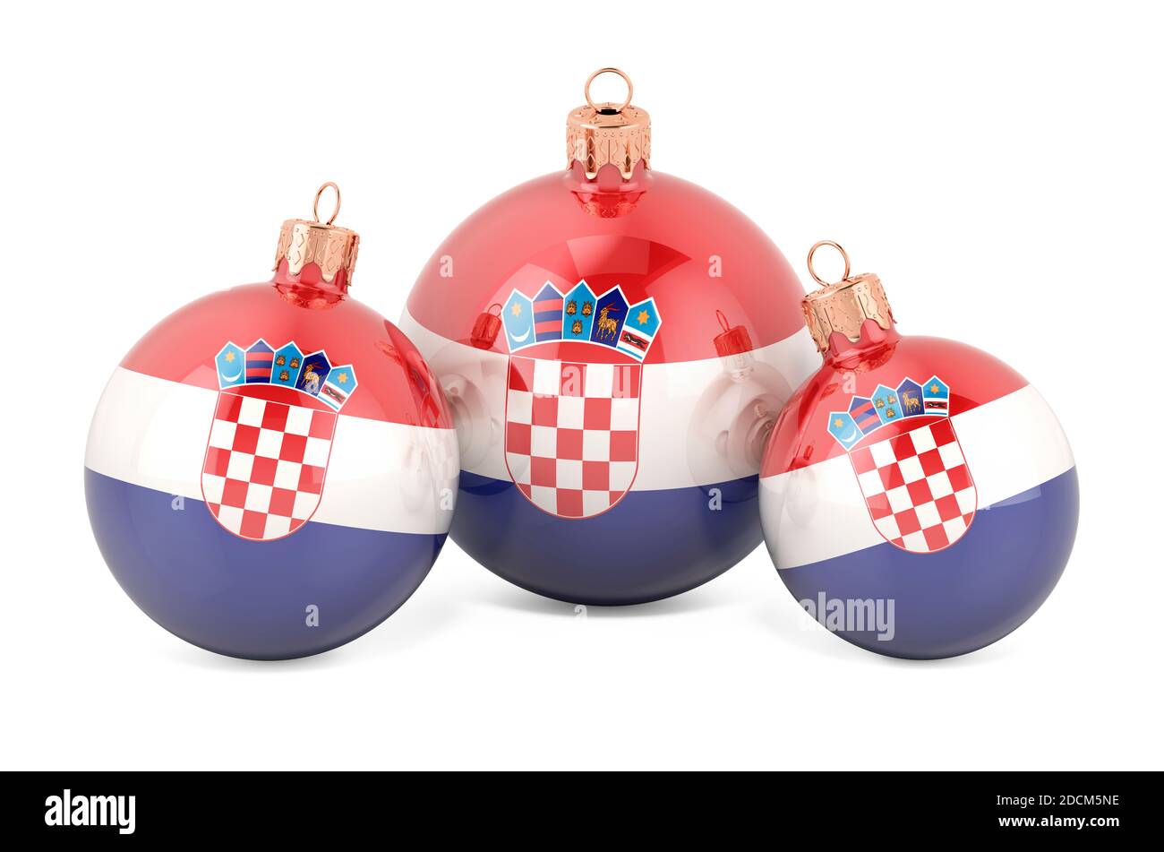 Christmas baubles with Croatian flag, 3D rendering isolated on white ...