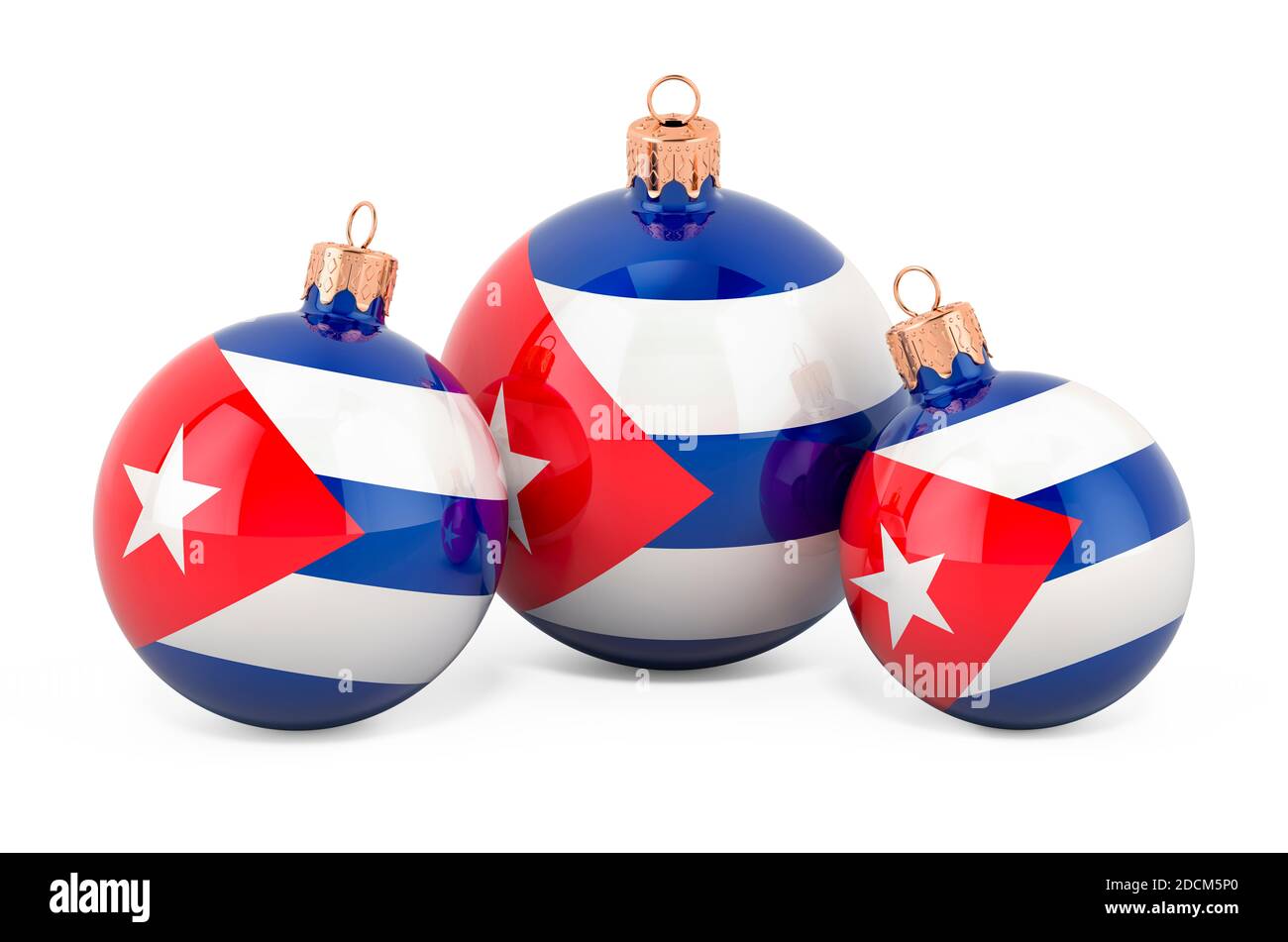 Christmas baubles with Cuban flag, 3D rendering isolated on white ...