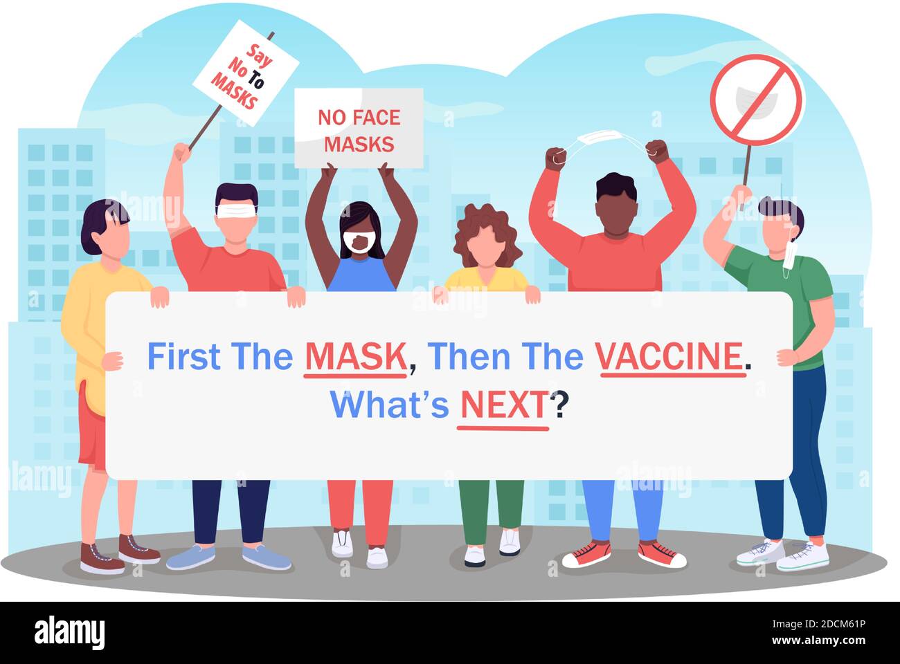 Covid lockdown protest flat concept vector illustration Stock Vector ...