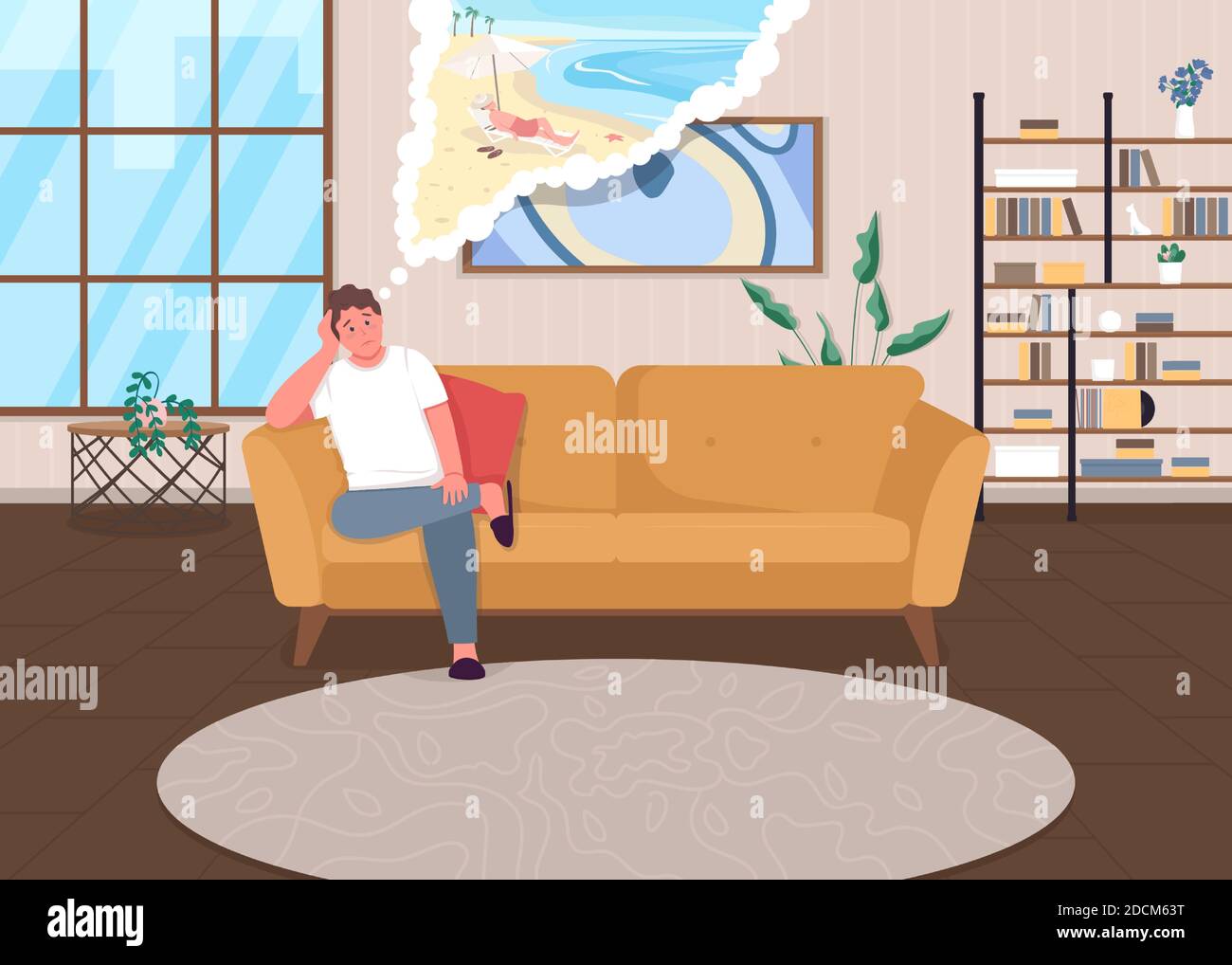 Lockdown depression flat color vector illustration Stock Vector Image ...