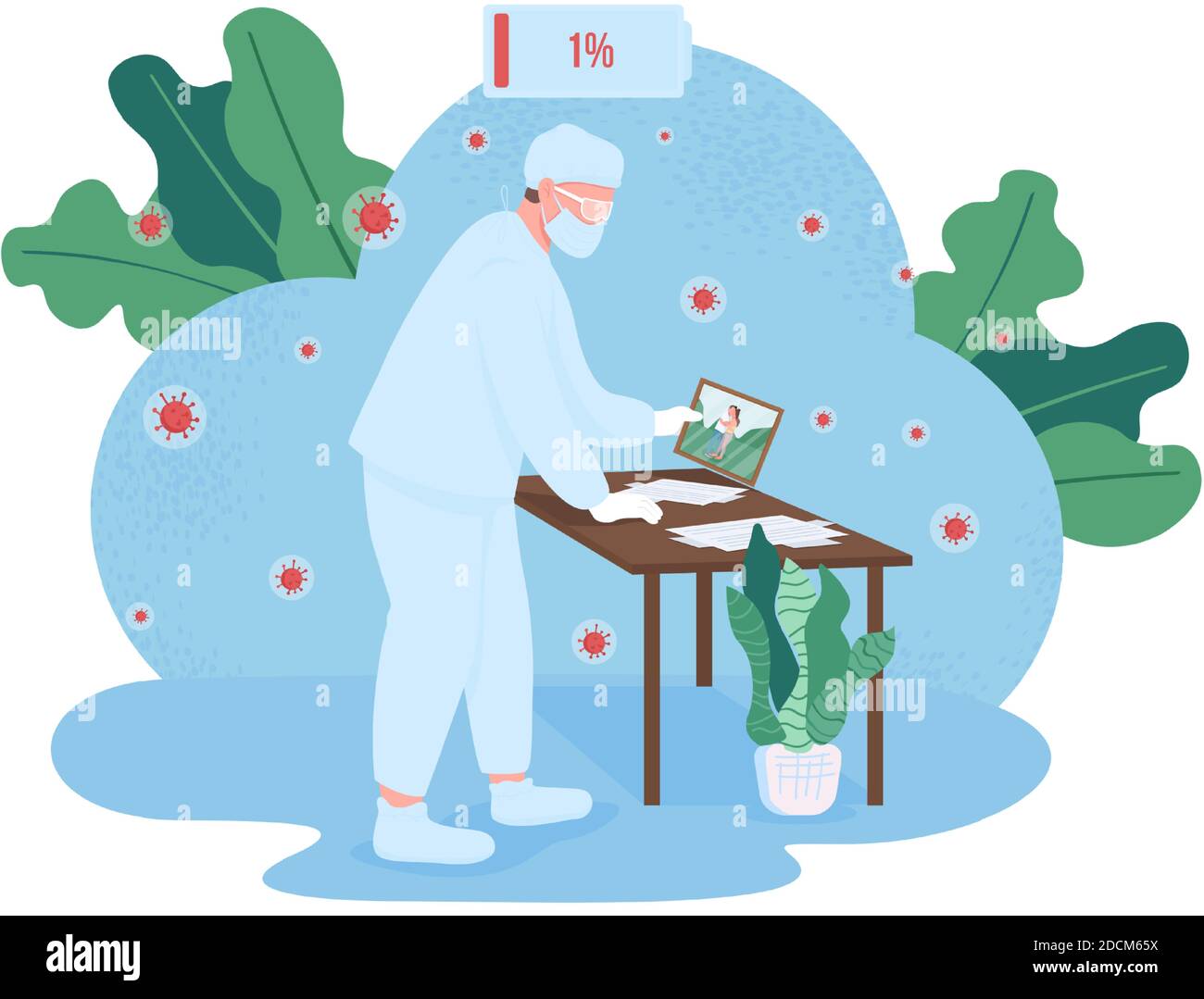 Overworked doctor flat concept vector illustration Stock Vector Image ...