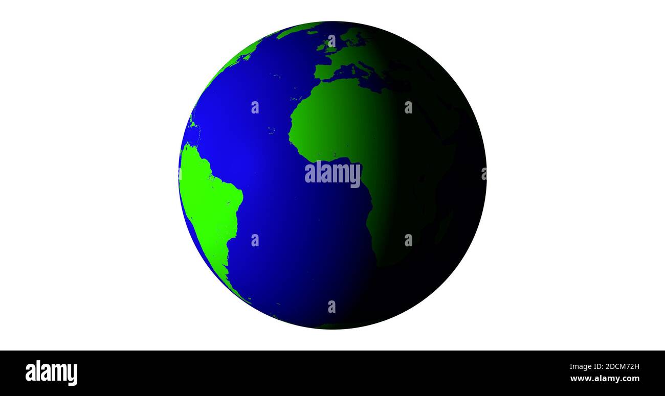 Cartoon earth globe isolate on white background. Fake 3D earth globe 4k ...