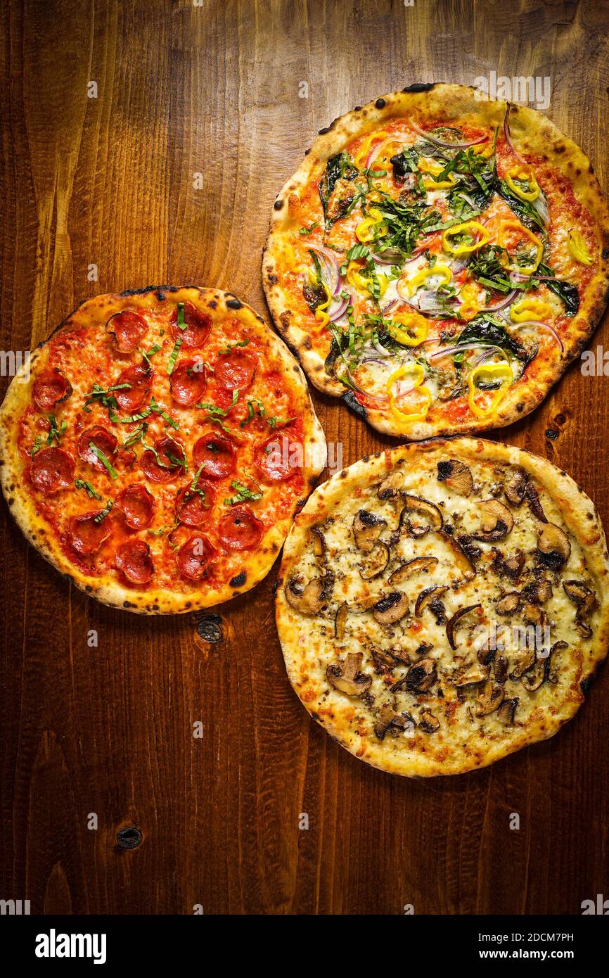 Three cheese pizzas hi-res stock photography and images - Alamy