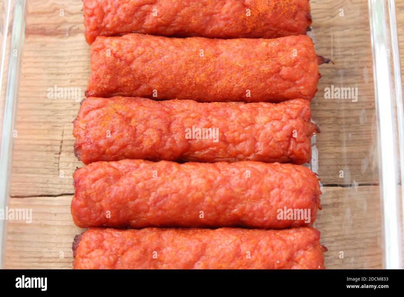 delicious french fries with cevapcici rolls and dip Stock Photo - Alamy