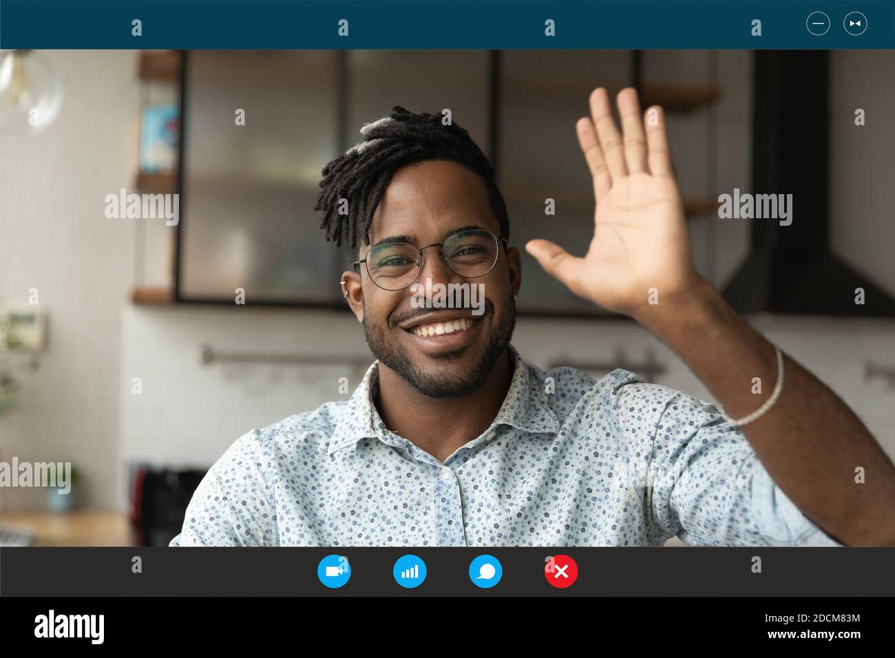 Young african ethnicity handsome bearded man making hello gesture Stock ...